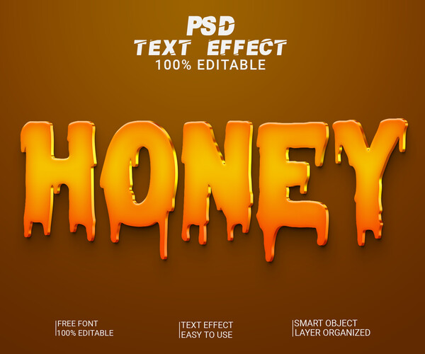 ArtStation - Honey PSD fully editable text effect. Layer style PSD ...