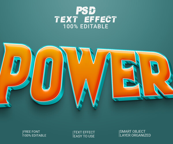 ArtStation - Power PSD fully editable text effect. Layer style PSD ...