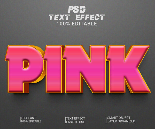 ArtStation - Pink PSD fully editable text effect. Layer style PSD ...