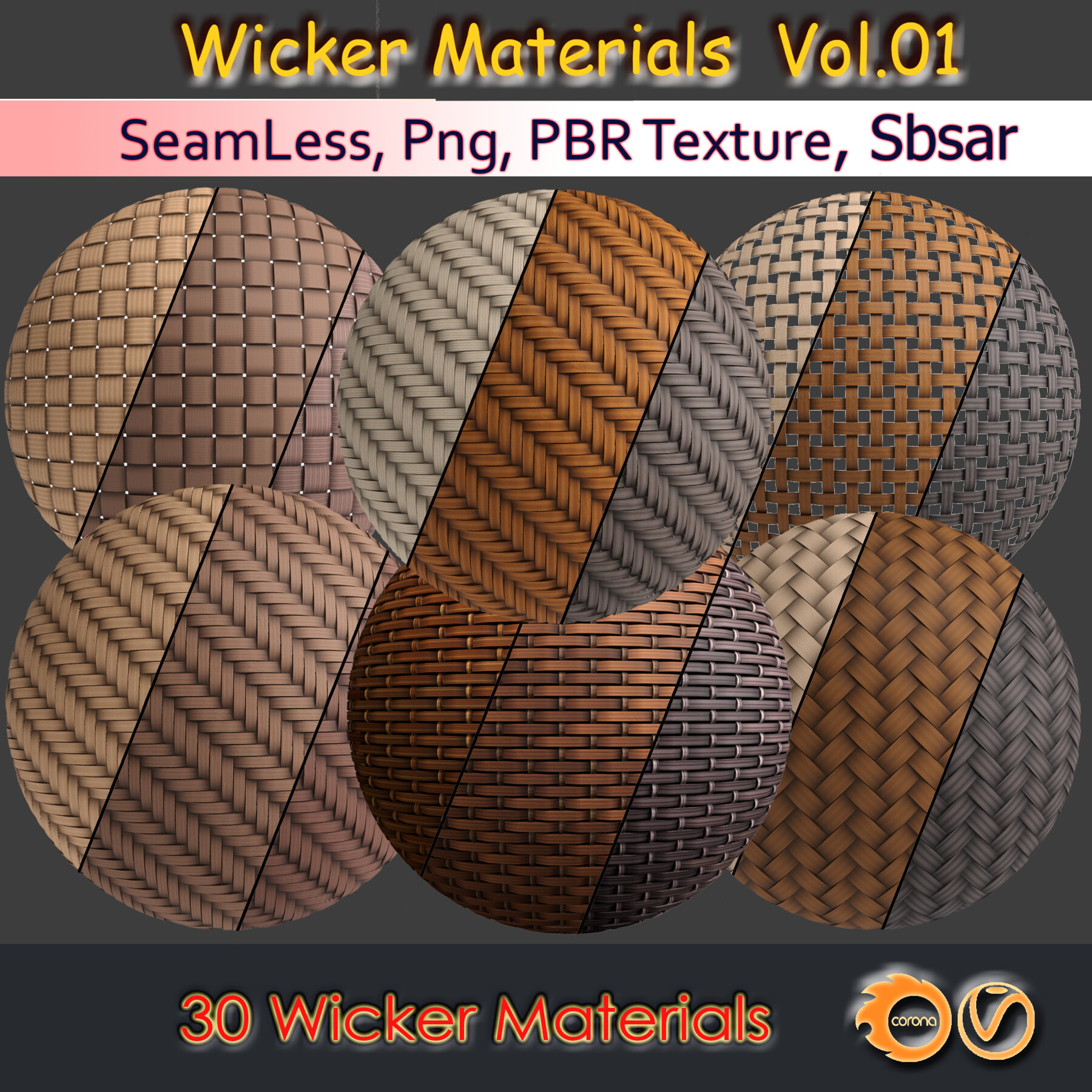 ArtStation - Collection VOL.01- 30 Wicker Materials By PBR Texture ...