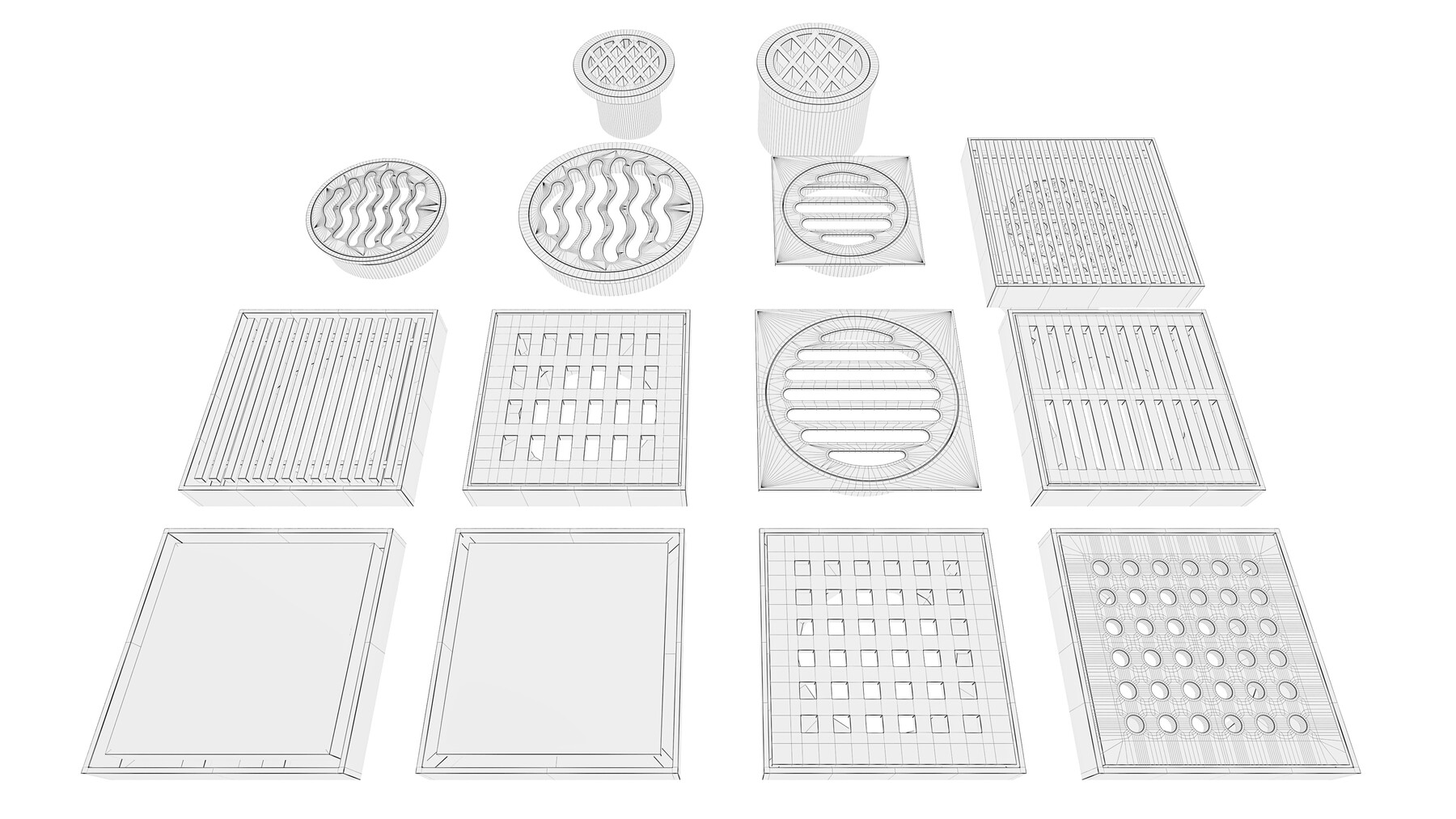 ArtStation - 25 bathroom and shower drain (waste) model pack | Resources