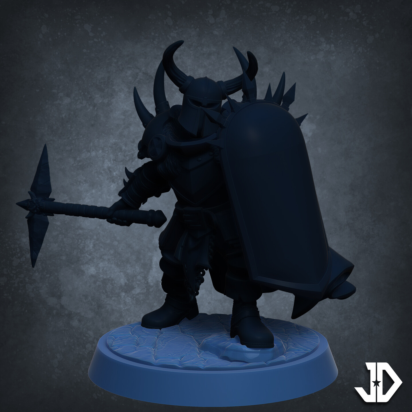 ArtStation - Warrior with warpickaxe and shield - Army og Chaos STL ...