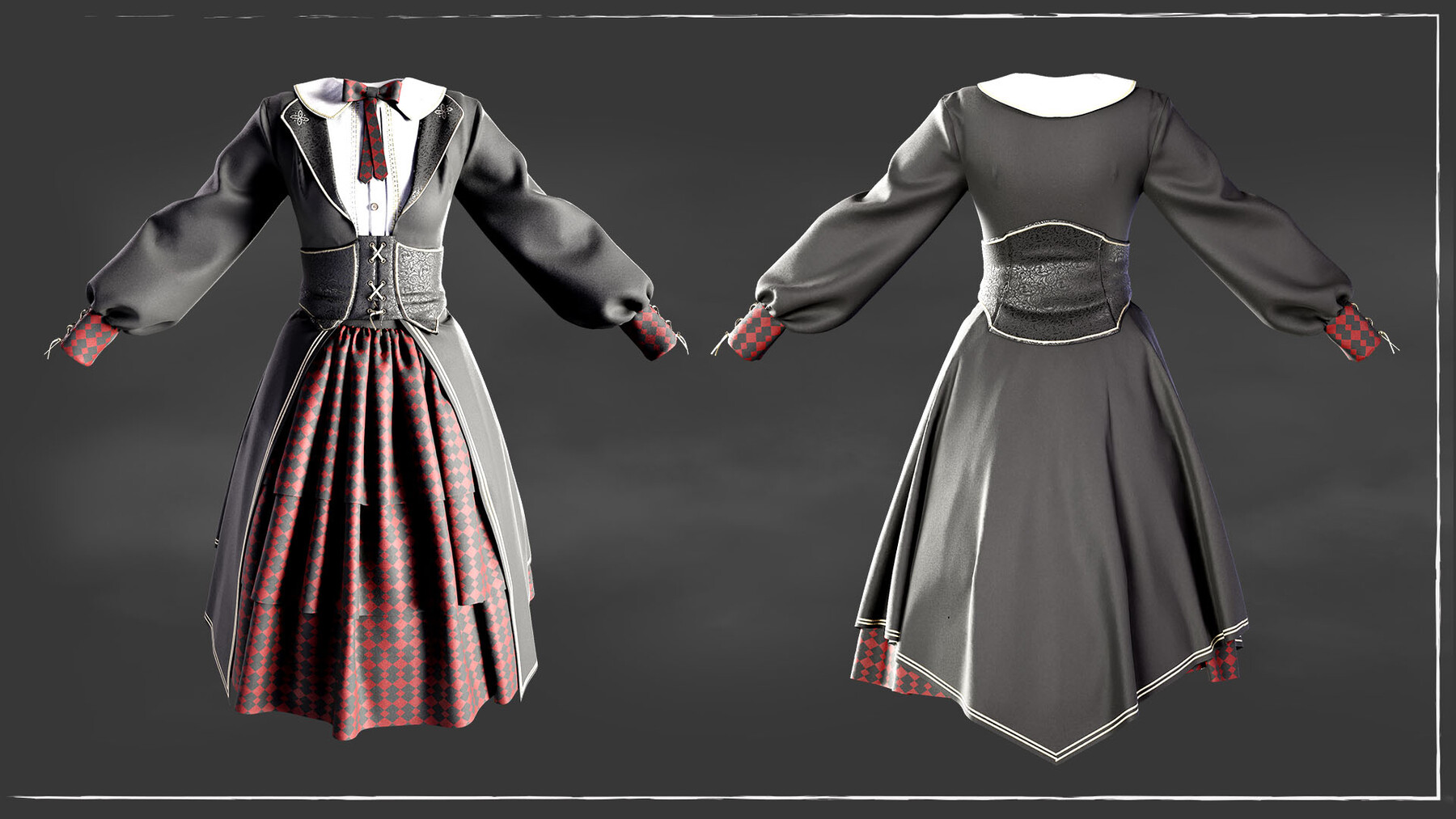 ArtStation - Gothic Dress 002/Marvelous Designer / 4k Textures/Smart ...