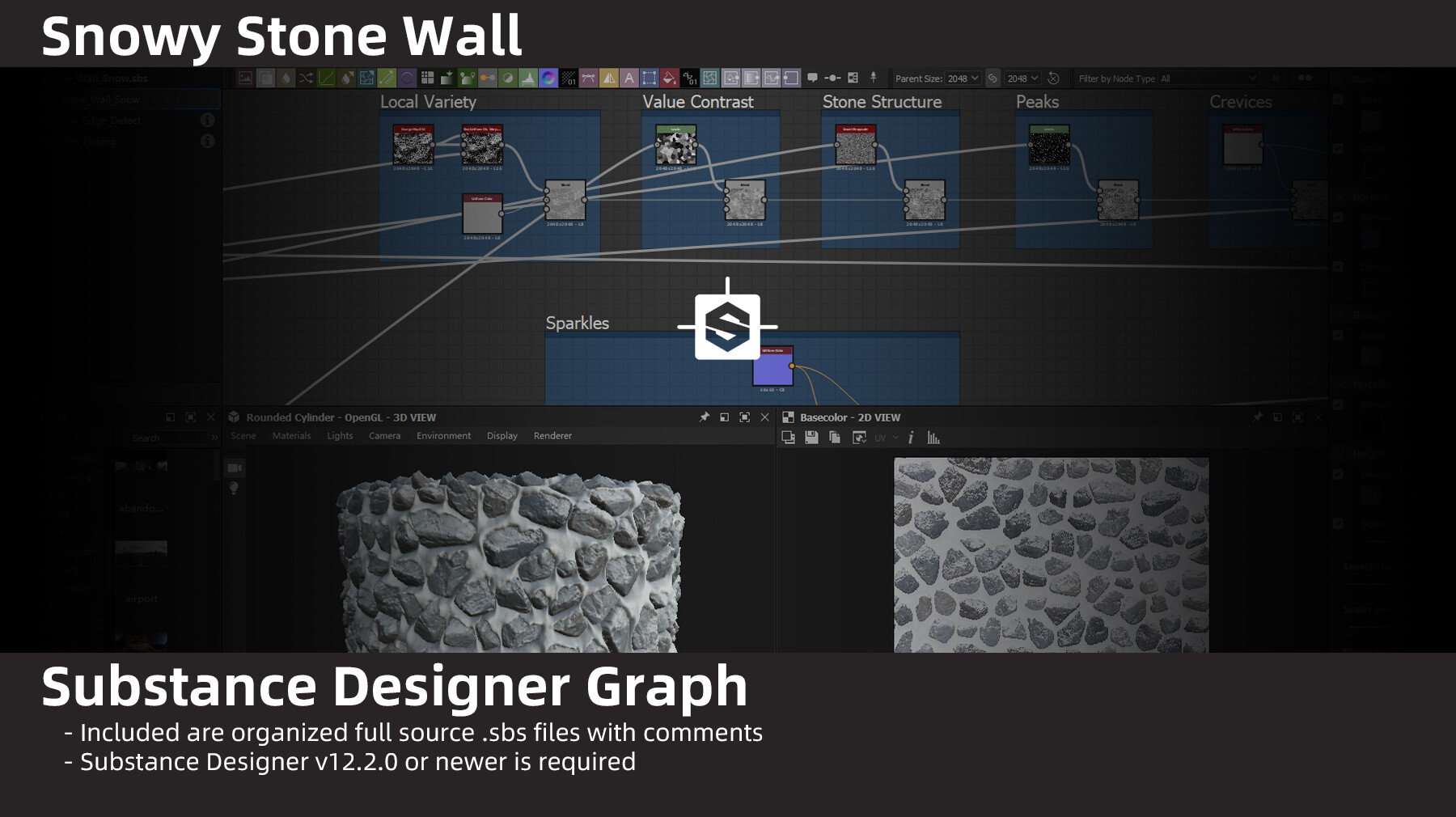 ArtStation - Snowy Stone Wall Material | Substance Designer Graph ...
