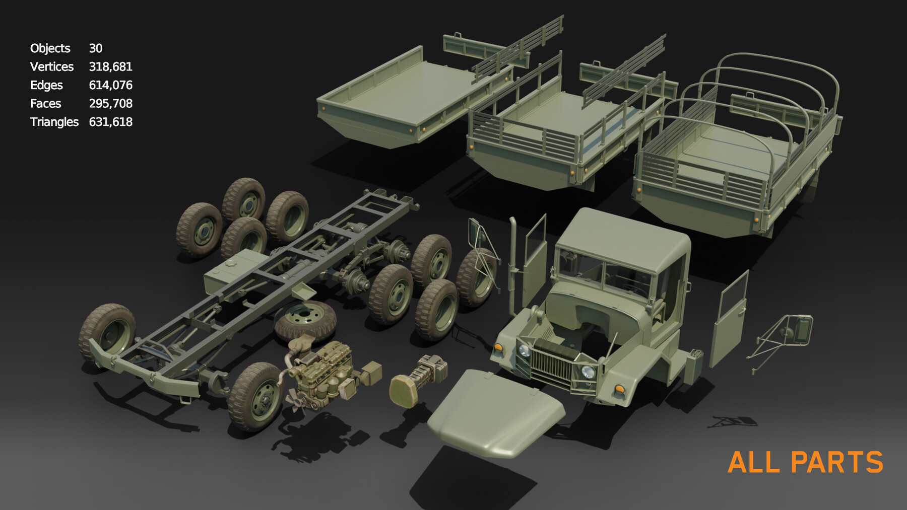 ArtStation - KAISER JEEP M35 2½-ton 6x6 army cargo truck | Resources
