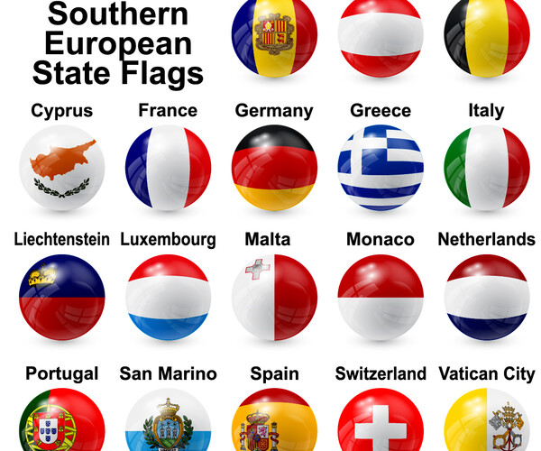 ArtStation - Western southern european state flags. EPS Template File ...