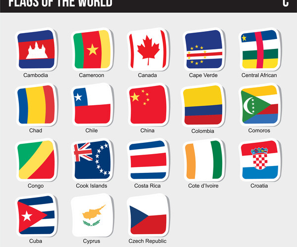 ArtStation - World flags stickers design. EPS Template File | Artworks
