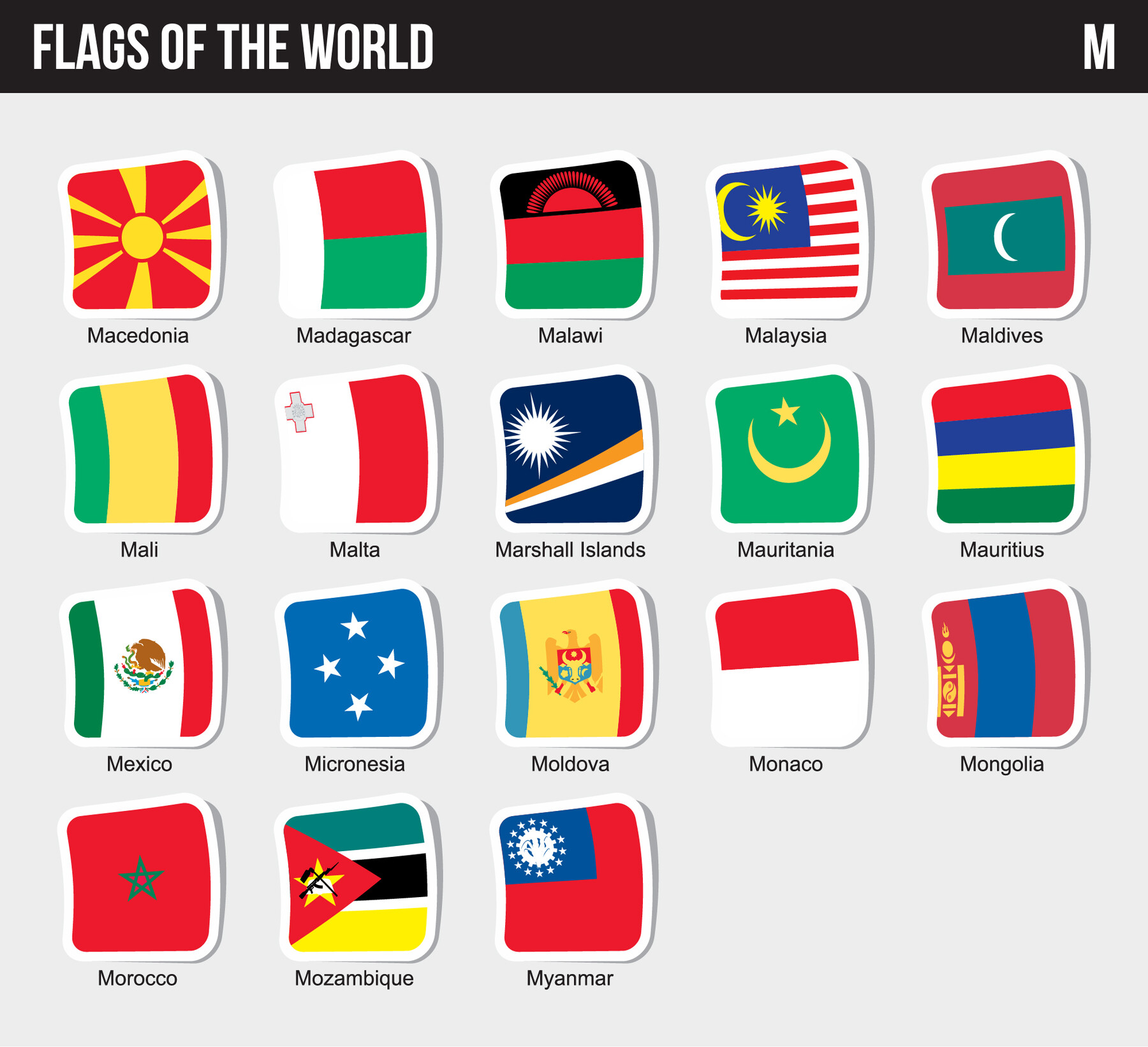 ArtStation - World flags stickers design. EPS Template File | Artworks