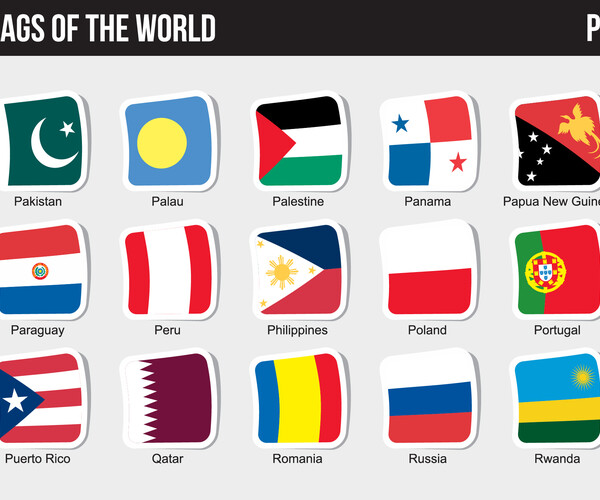 ArtStation - World flags stickers design. EPS Template File. | Artworks