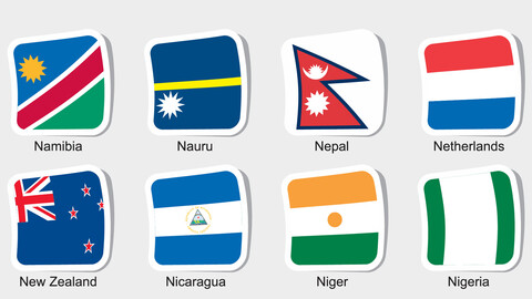 ArtStation - World flags stickers design. EPS Template File. | Artworks