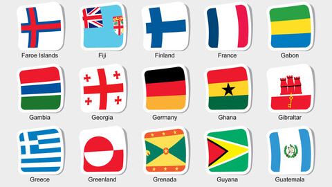 ArtStation - World flags stickers design. EPS Template File. | Artworks