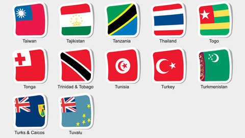 ArtStation - World flags stickers design. EPS Template File. | Artworks