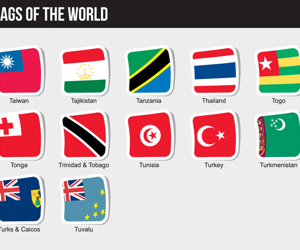 ArtStation - World flags stickers design. EPS Template File. | Artworks