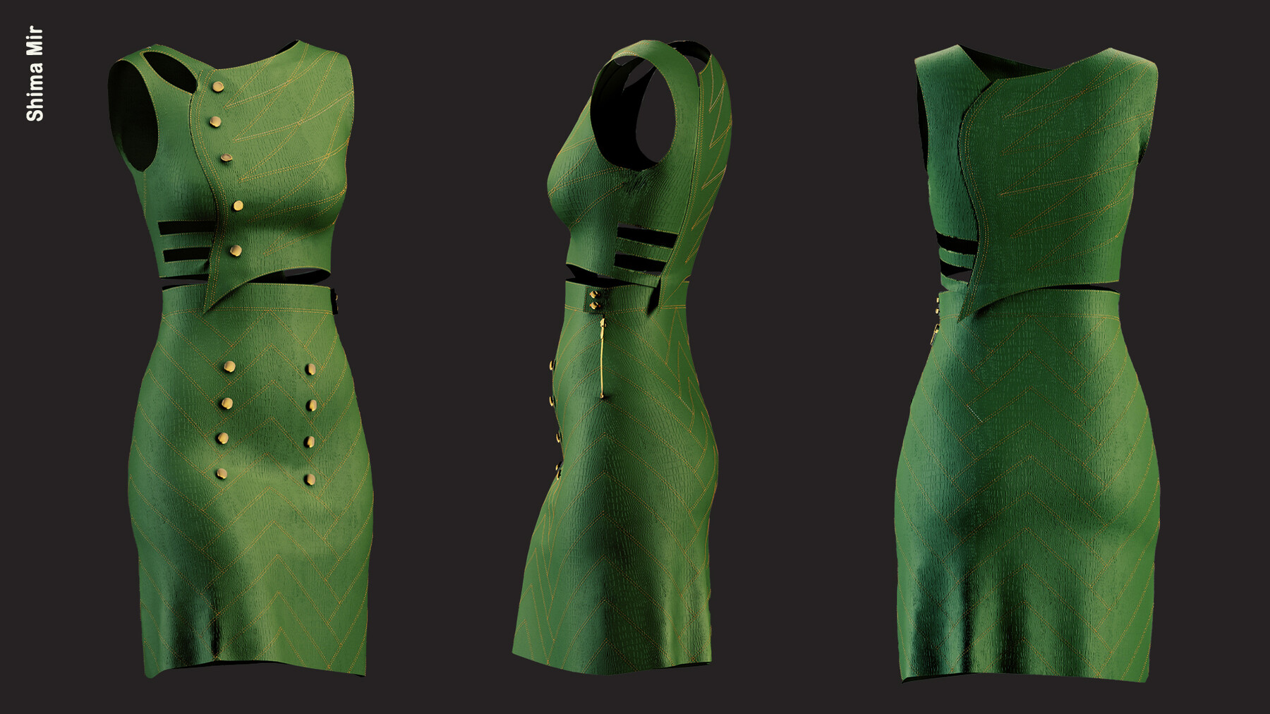 ArtStation - leather dress . game clothing (ZPRJ , FBX , OBJ , TEXTURES ...