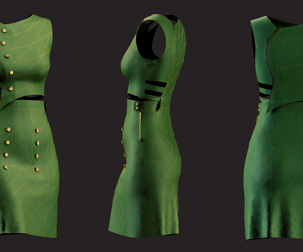 ArtStation - leather dress . game clothing (ZPRJ , FBX , OBJ , TEXTURES ...