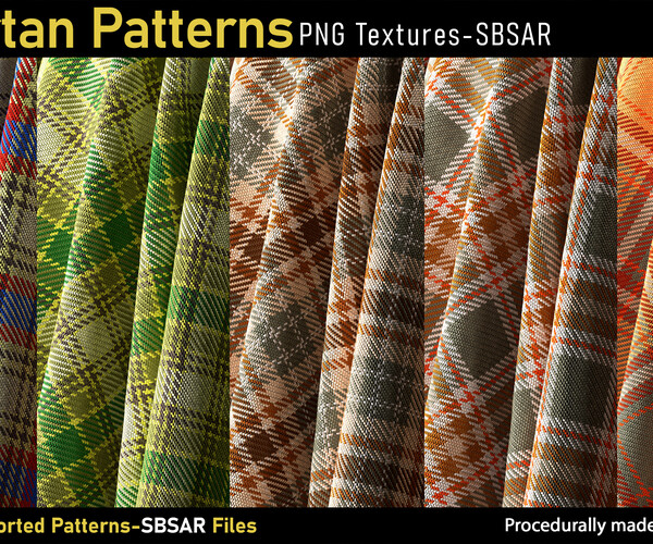ArtStation - 50 Tartan Patterns-Vol12-PNG-SBSAR | Resources