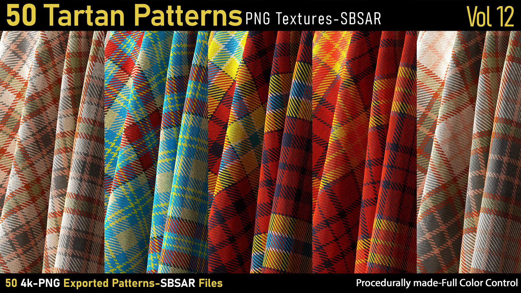 ArtStation - 50 Tartan Patterns-Vol12-PNG-SBSAR | Resources
