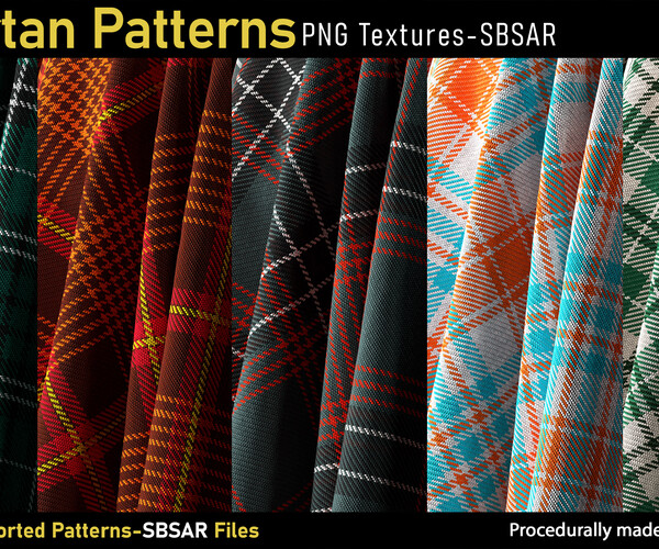ArtStation - 50 Tartan Patterns-Vol12-PNG-SBSAR | Resources