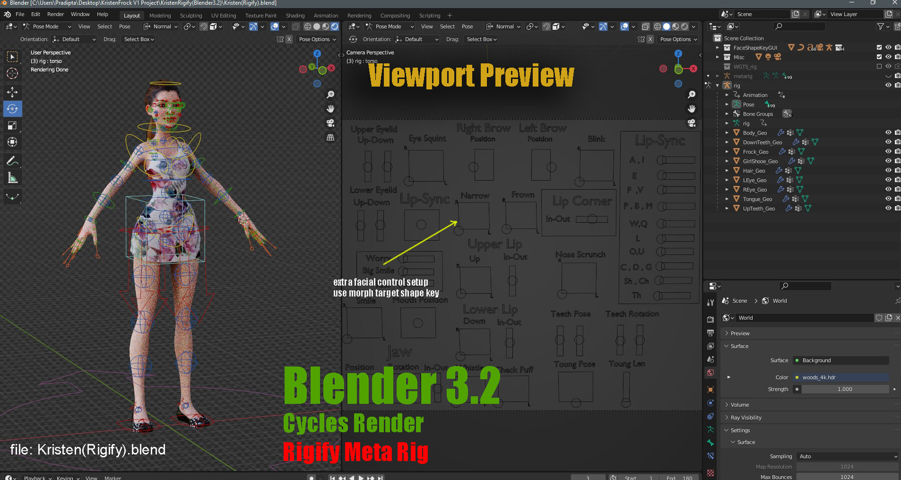 ArtStation - Kristen Cartoon Girl(Rig) V1 | Game Assets
