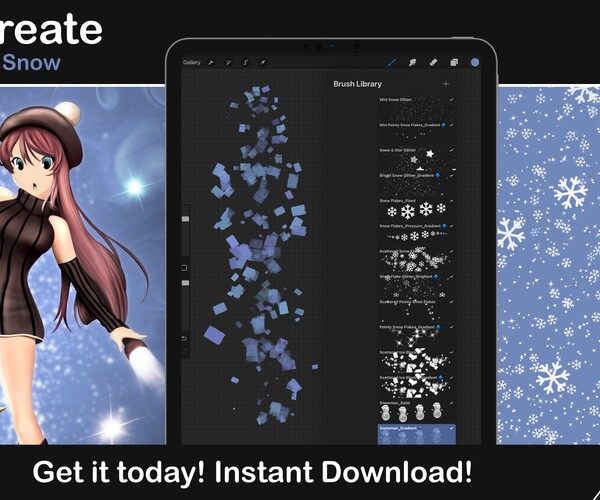 ArtStation - Christmas Procreate Snowflake Brushes | Snow, Snowman and ...