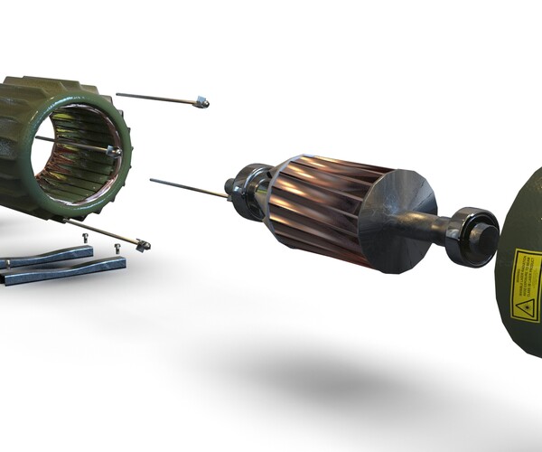 ArtStation - Electric motor - motor casing, stator, rotor armature ...