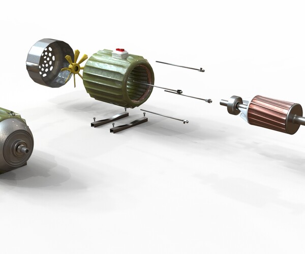 ArtStation - Electric motor - motor casing, stator, rotor armature ...