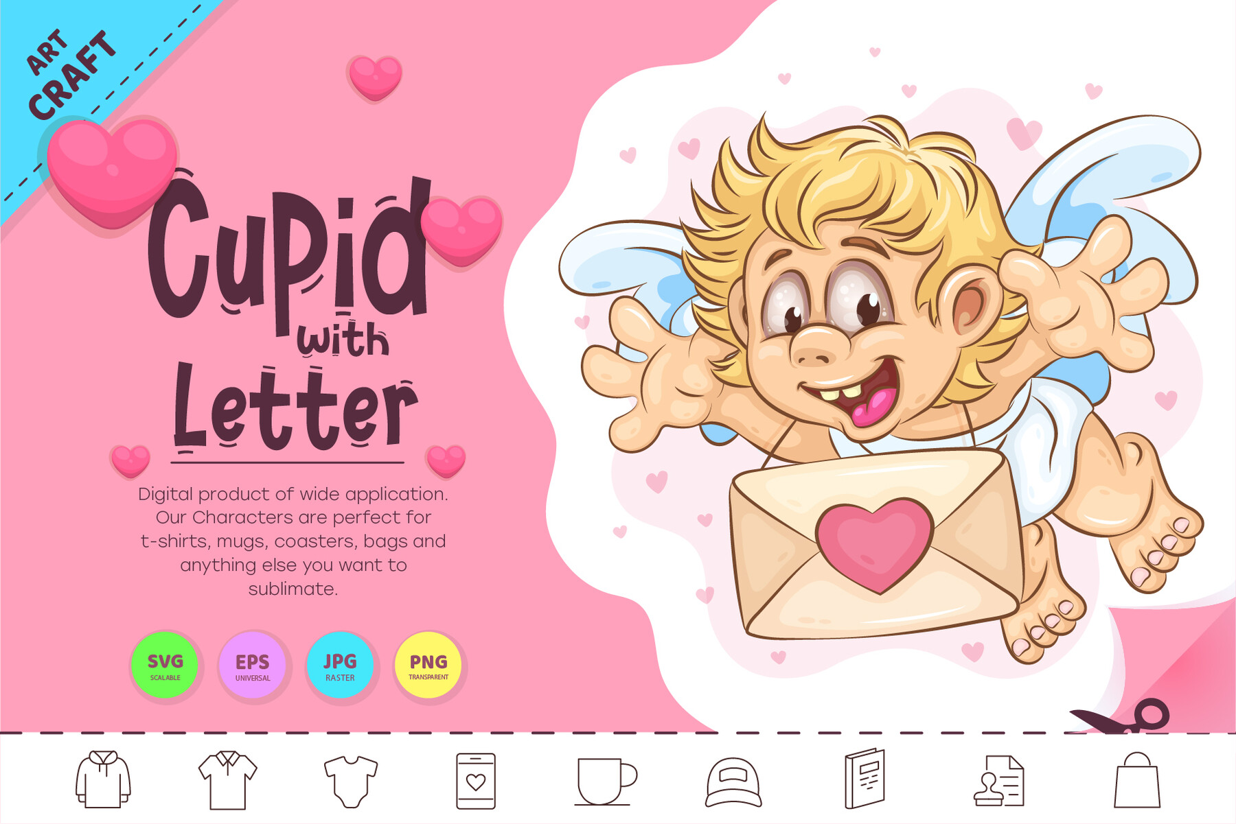 ArtStation - Cartoon Cupid with Letter. Clipart | Artworks