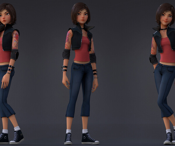 ArtStation - Violet Cartoon character with 2 outfit | Game Assets