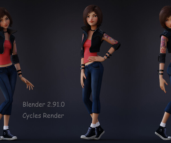 ArtStation - Violet Cartoon character with 2 outfit | Game Assets