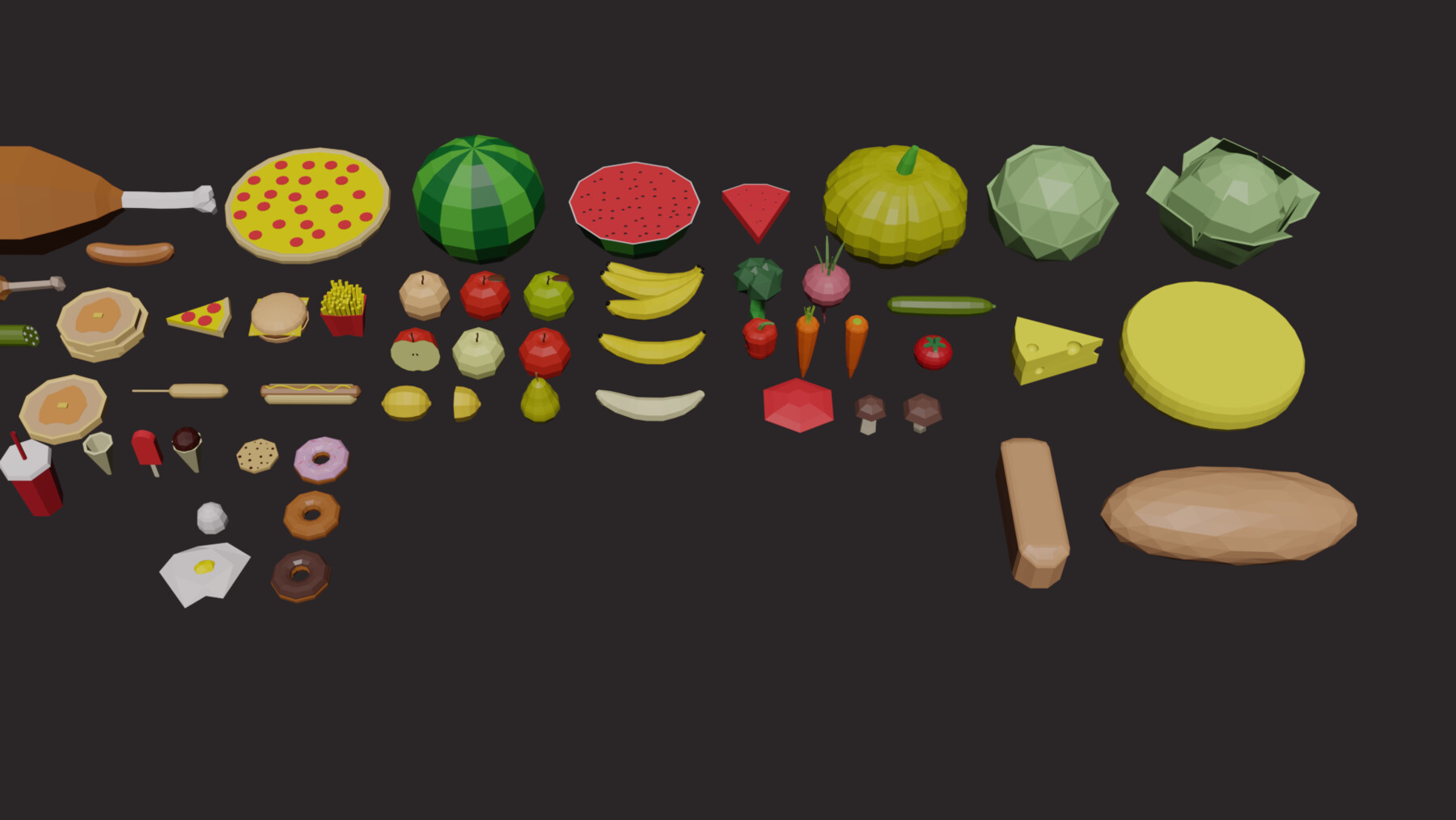 ArtStation - Low Poly - Foods Pack | Game Assets