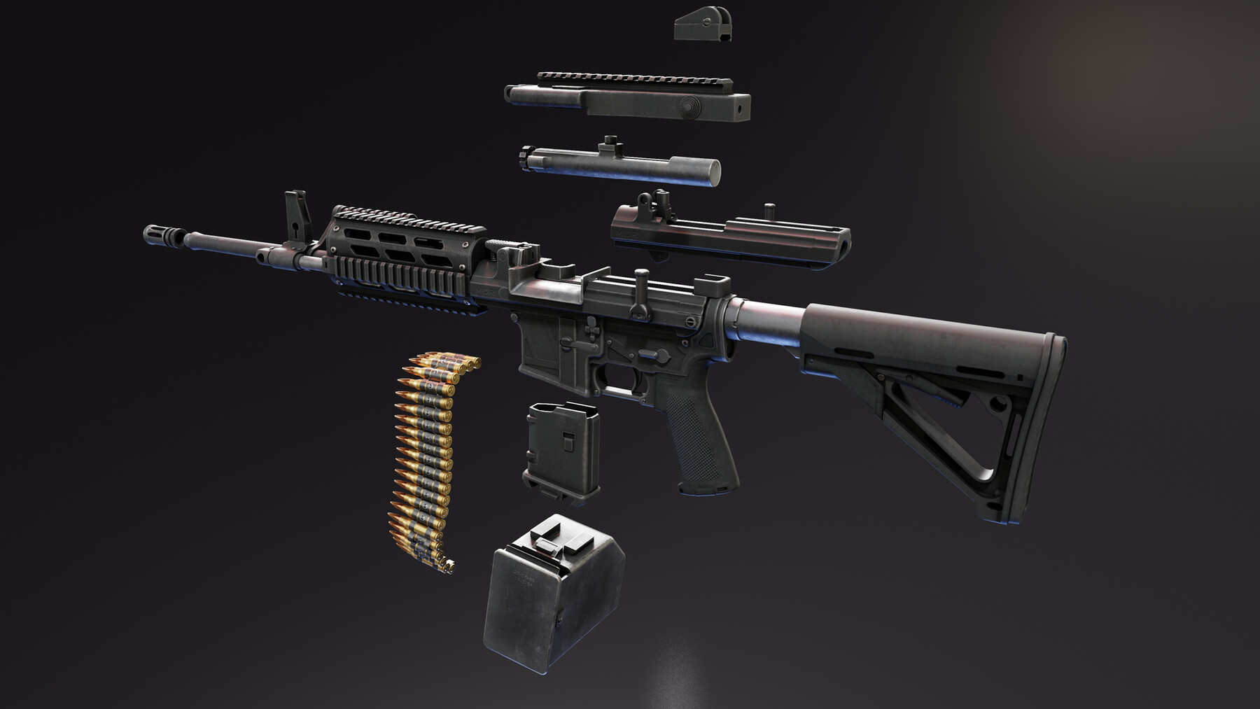 ArtStation - FightLite MCR Beltfed AR-15 | Game Assets