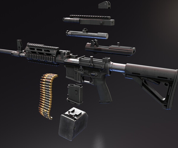 ArtStation - FightLite MCR Beltfed AR-15 | Game Assets