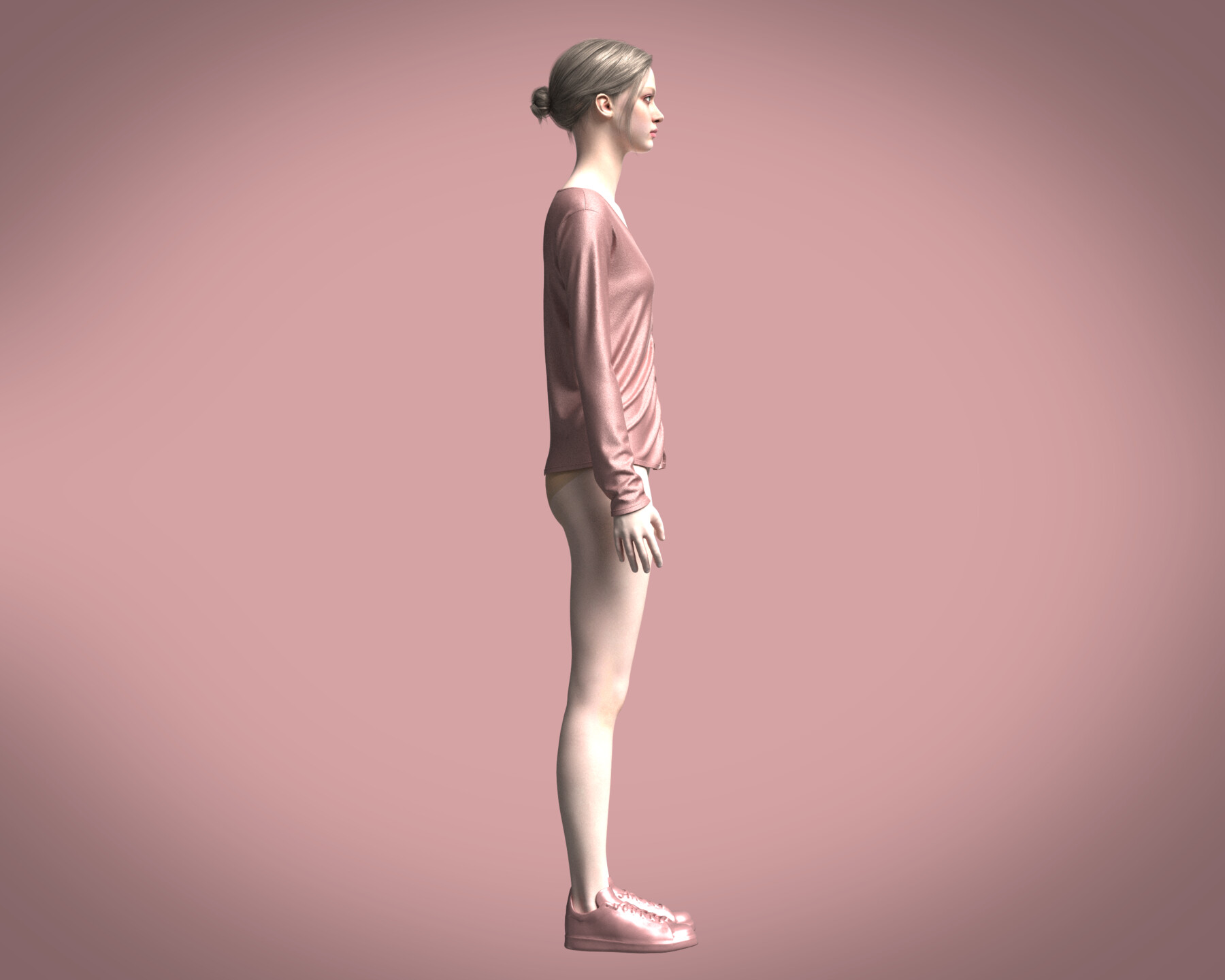 ArtStation - Girls V-neck long sleeve top in Silk | Resources