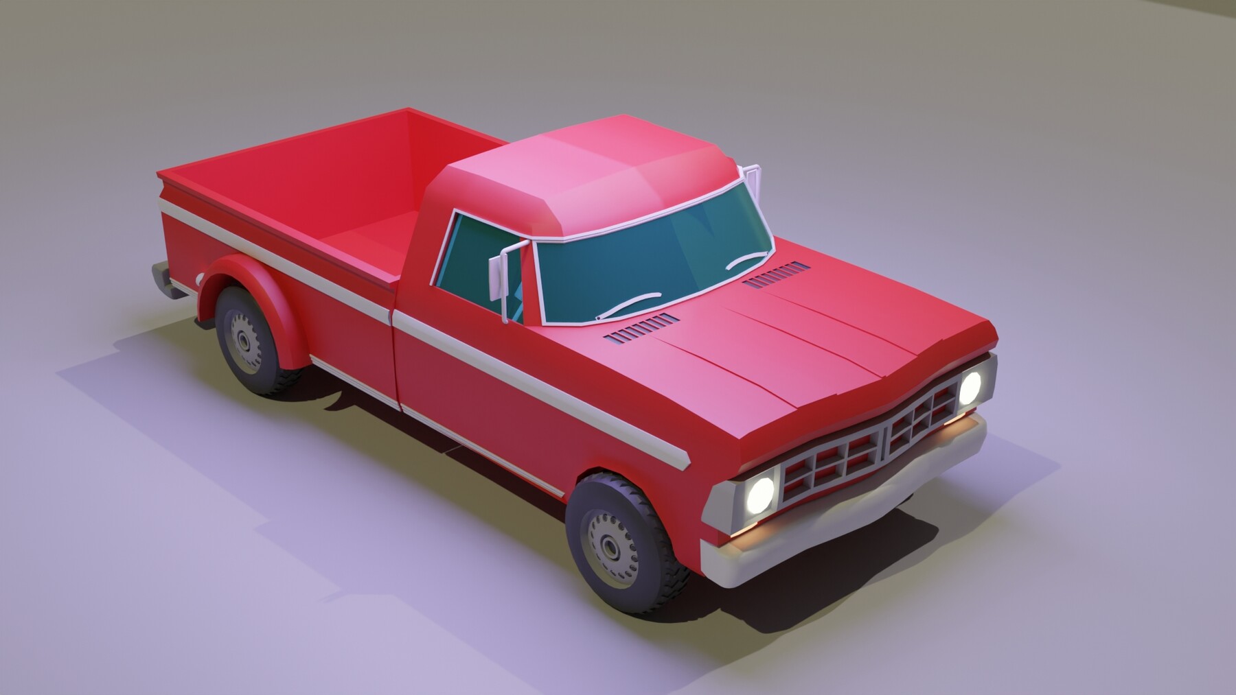 ArtStation - Ford F100 Pickup Truck Low-poly 3D model | Game Assets