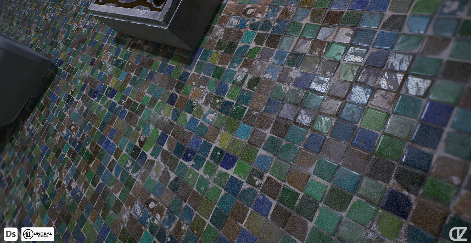 ArtStation - PBR - DIRTY TILES - 4K MATERIAL + SBS GRAPH | Game Assets