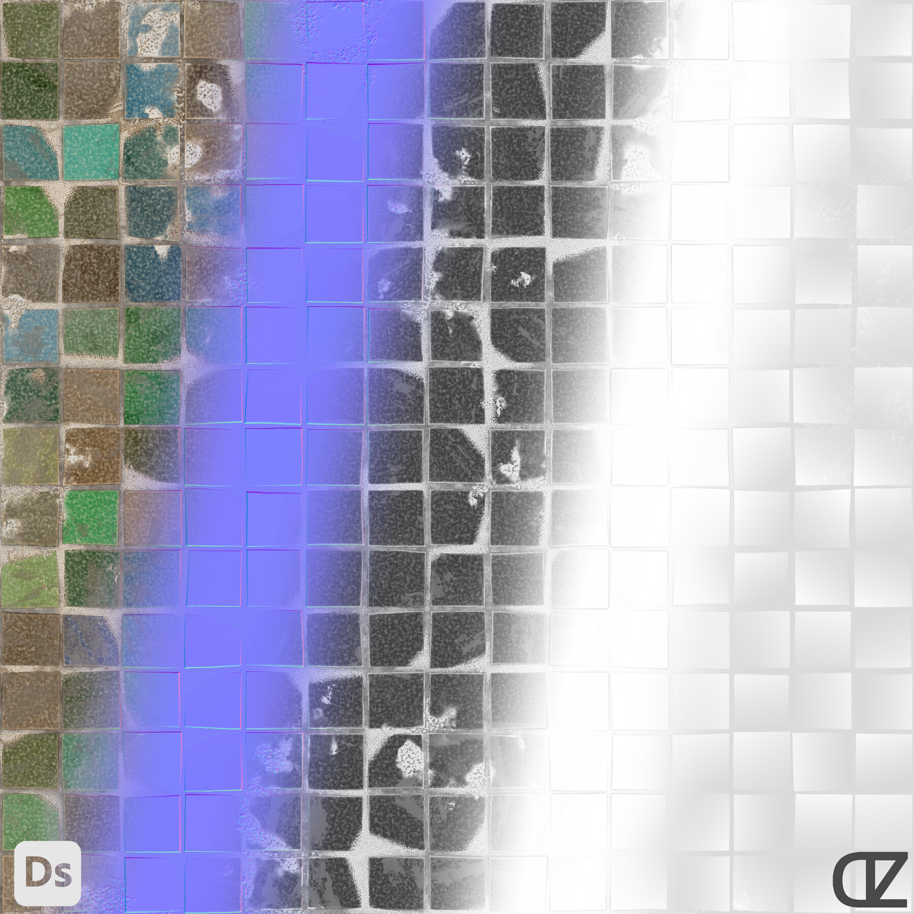 ArtStation - PBR - DIRTY TILES - 4K MATERIAL + SBS GRAPH | Game Assets