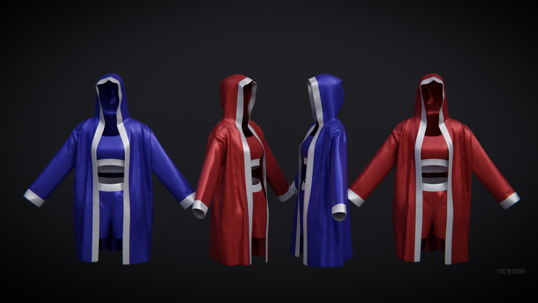 ArtStation - Female Boxer Outfit - Shorts Set and Robe 3D model | Resources