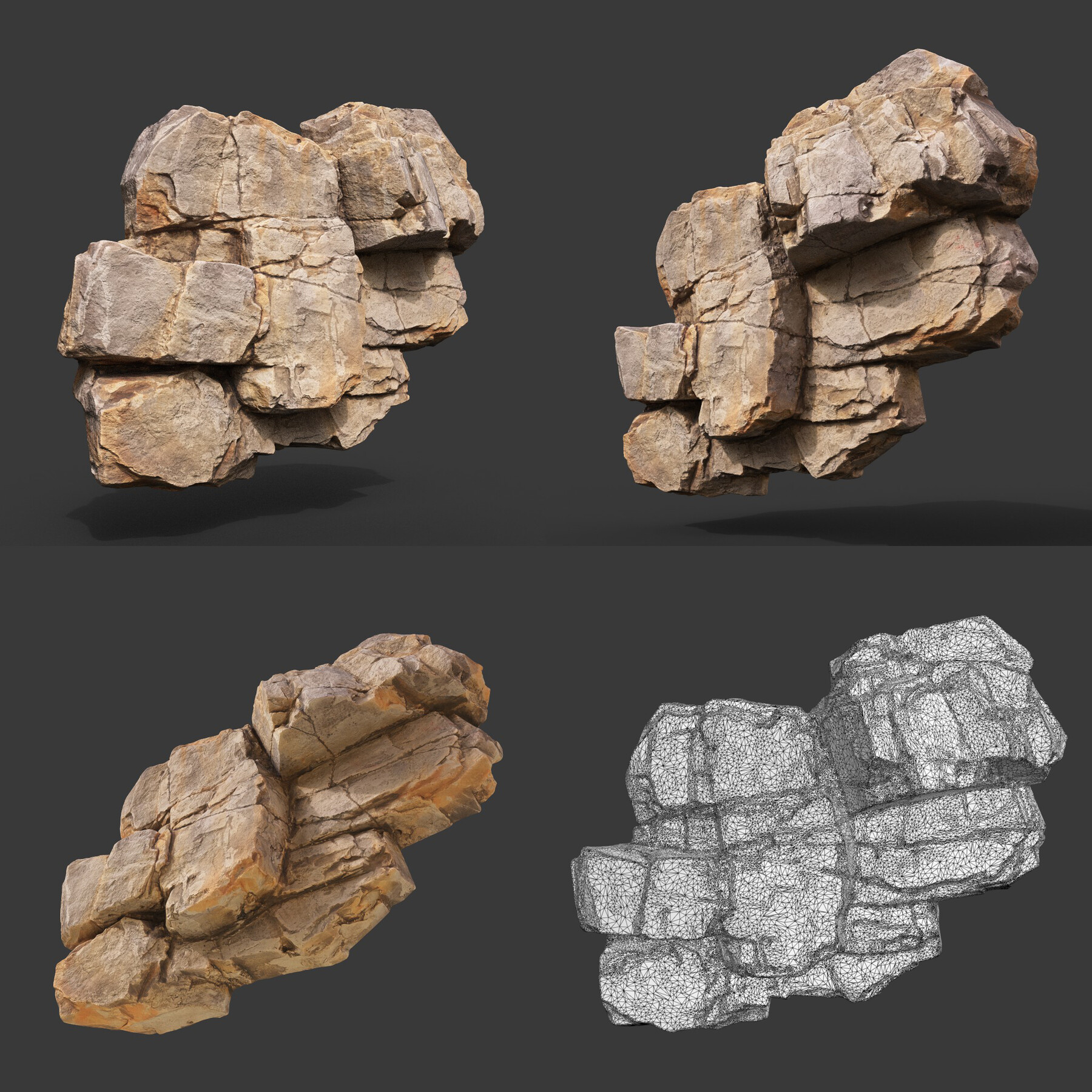 ArtStation - High Poly Yellow Cliff Face Modular 221208 - Ultra HD 16K ...