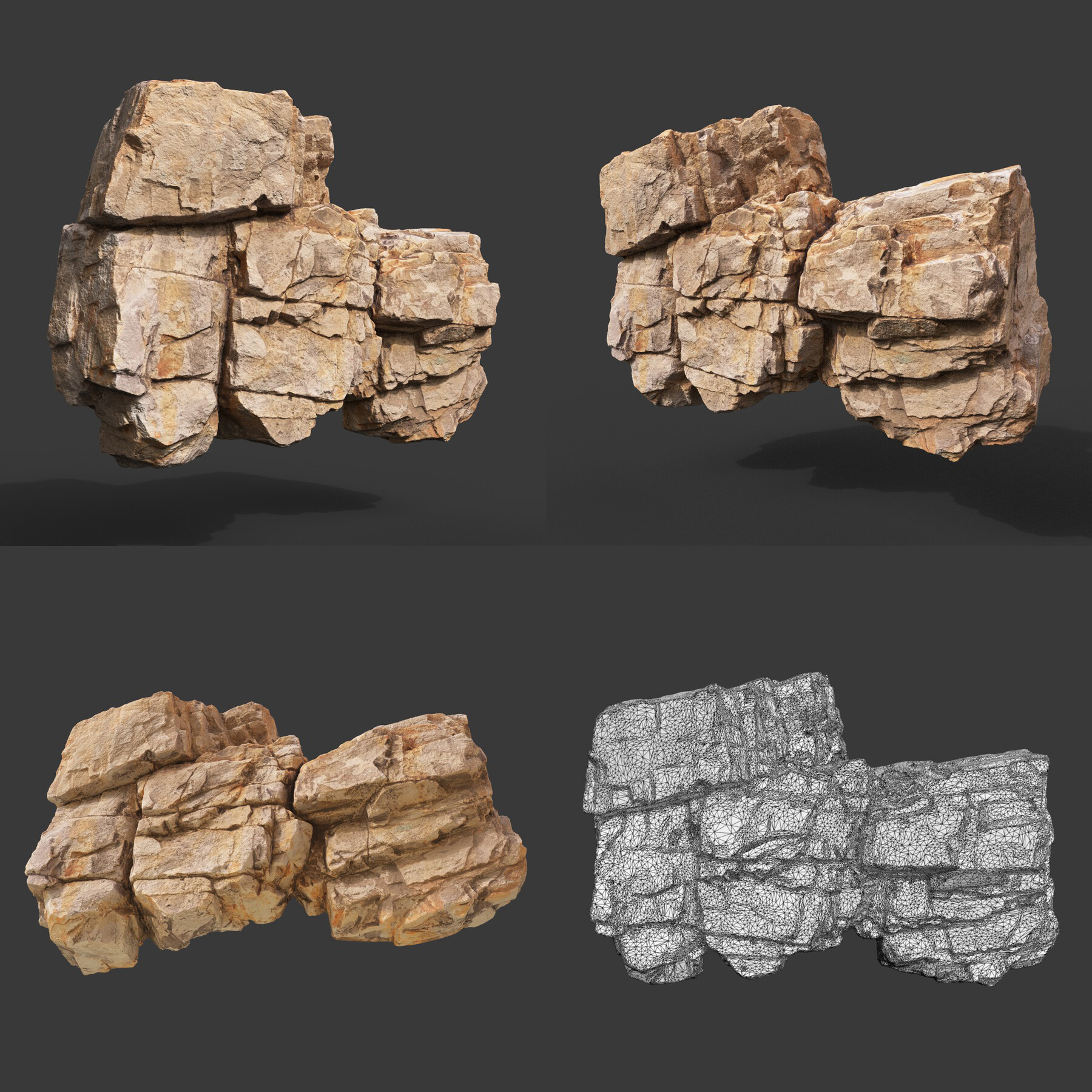 ArtStation - High Poly Yellow Cliff Face Modular 221208 - Ultra HD 16K ...
