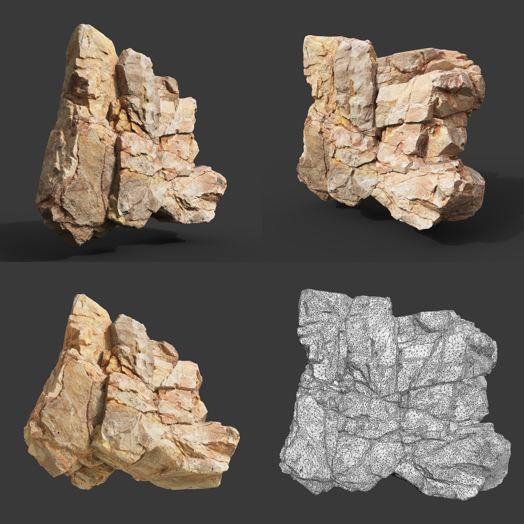 ArtStation - High Poly Yellow Cliff Face Modular 221208 - Ultra HD 16K ...