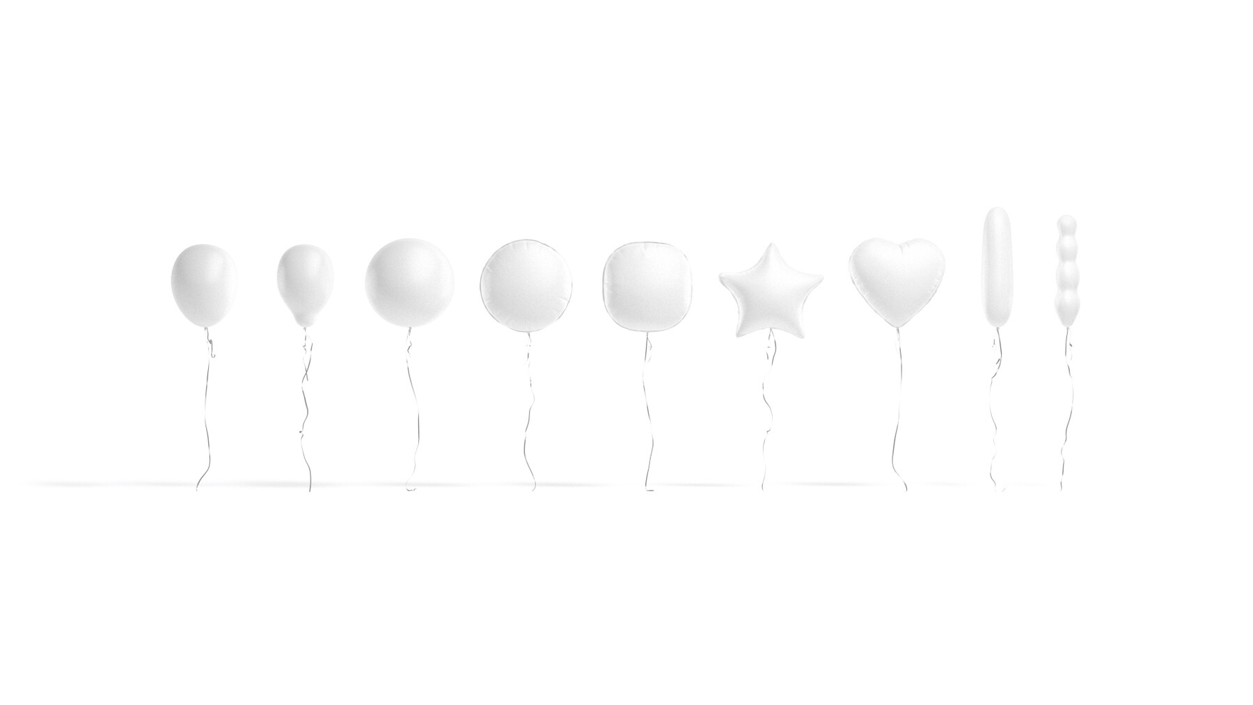 ArtStation - White Helium Balloons Set - 9 foil gift balloon shapes ...