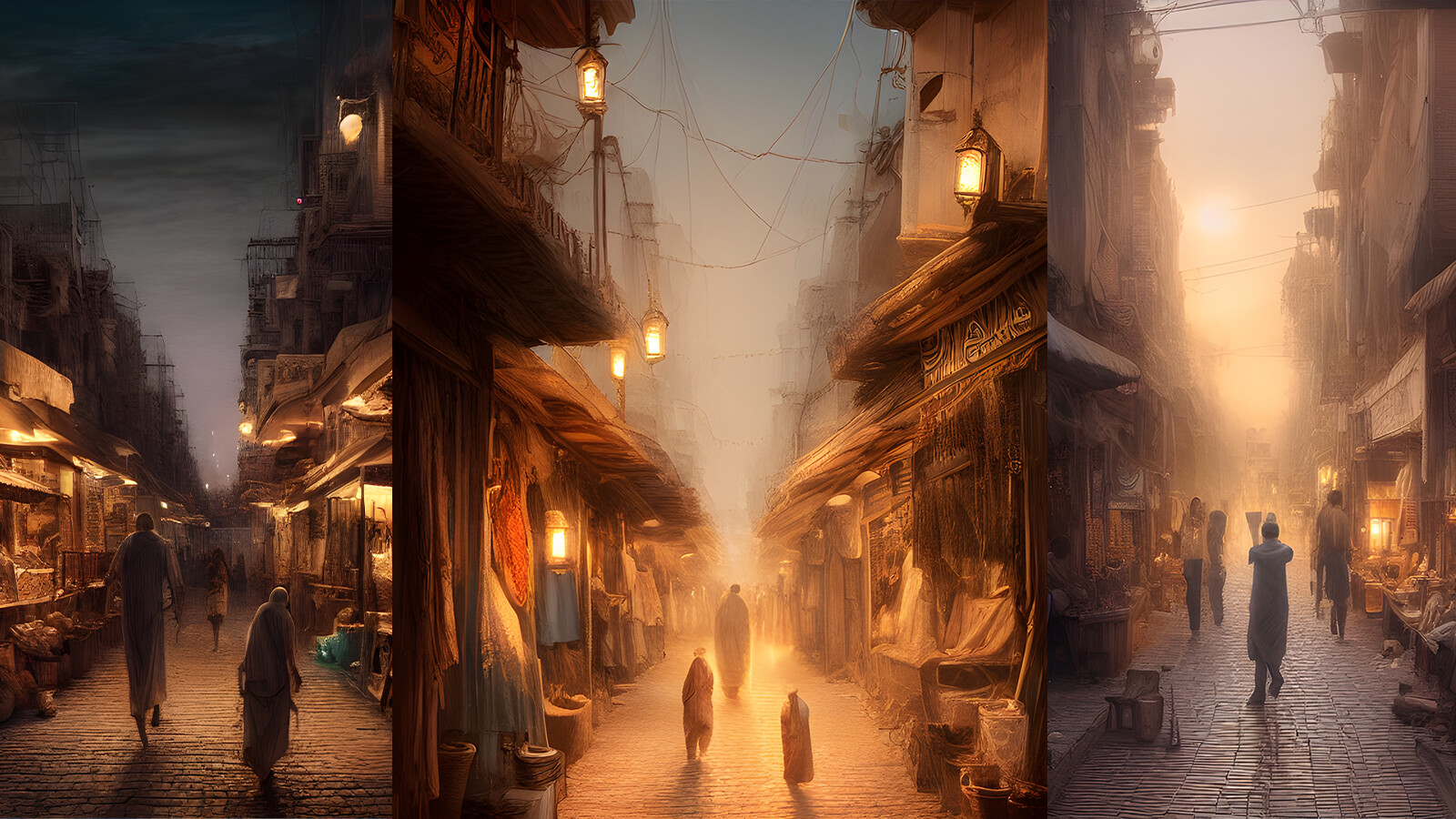 ArtStation - Busy street inside a ancient Mesopotamian village, night ...