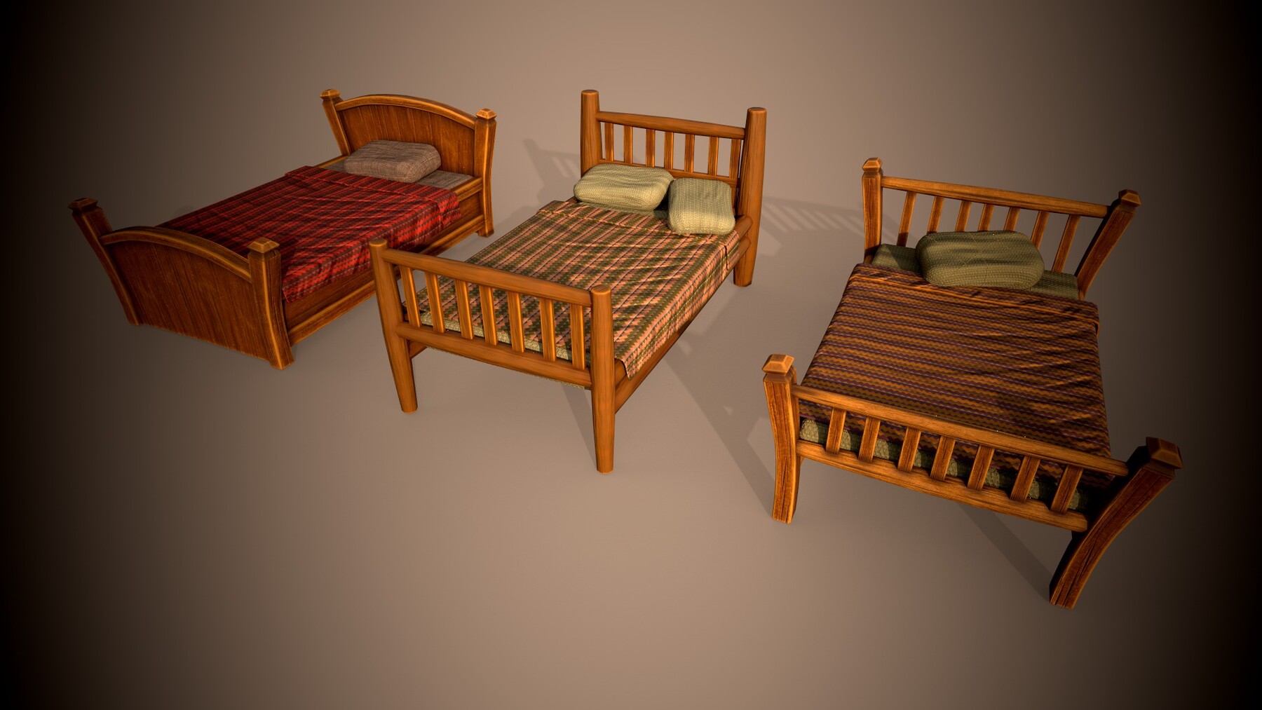 ArtStation - Set of stylized beds with pillow and blanket PBR game ...