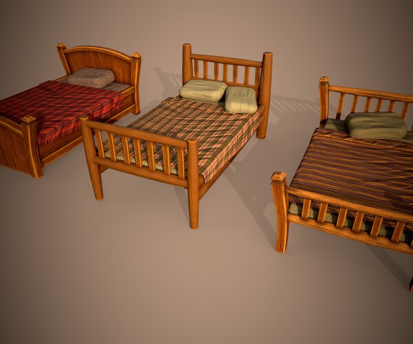 ArtStation - Set of stylized beds with pillow and blanket PBR game ...