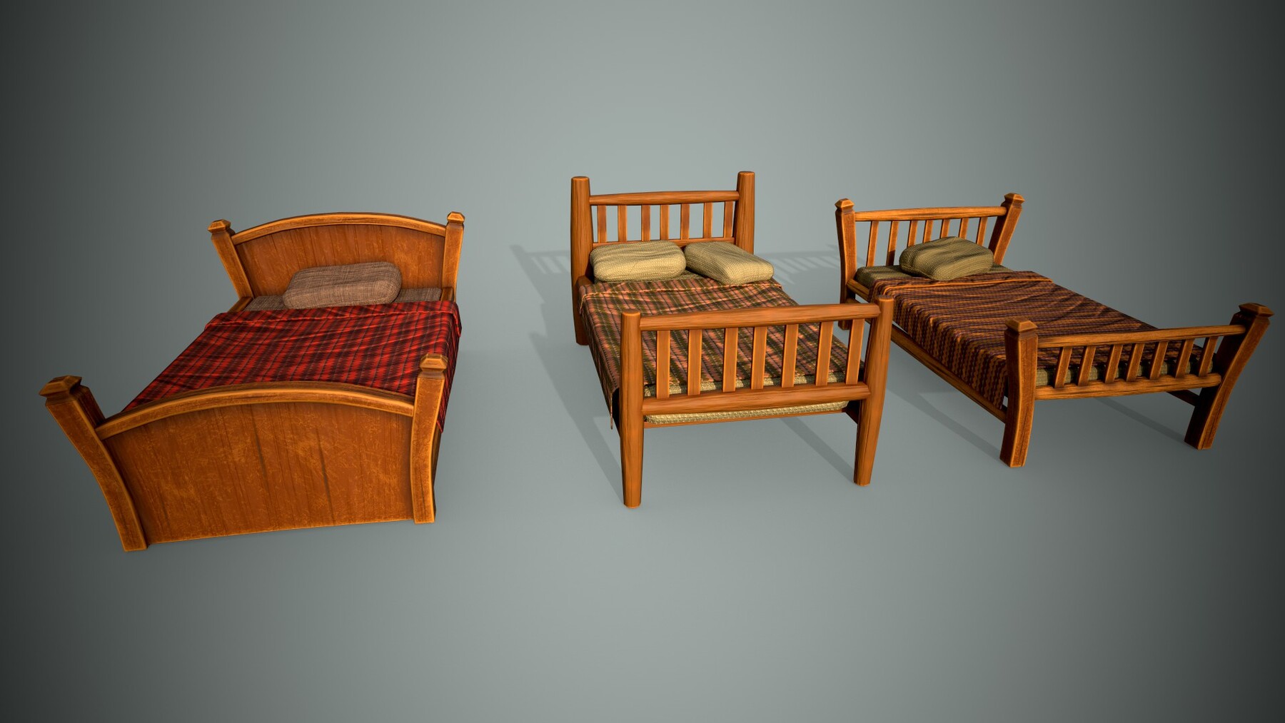 ArtStation - Set of stylized beds with pillow and blanket PBR game ...