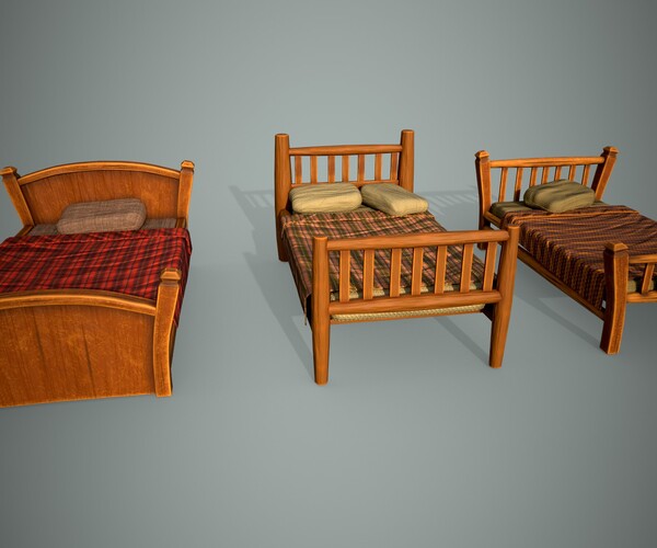 ArtStation - Set of stylized beds with pillow and blanket PBR game ...