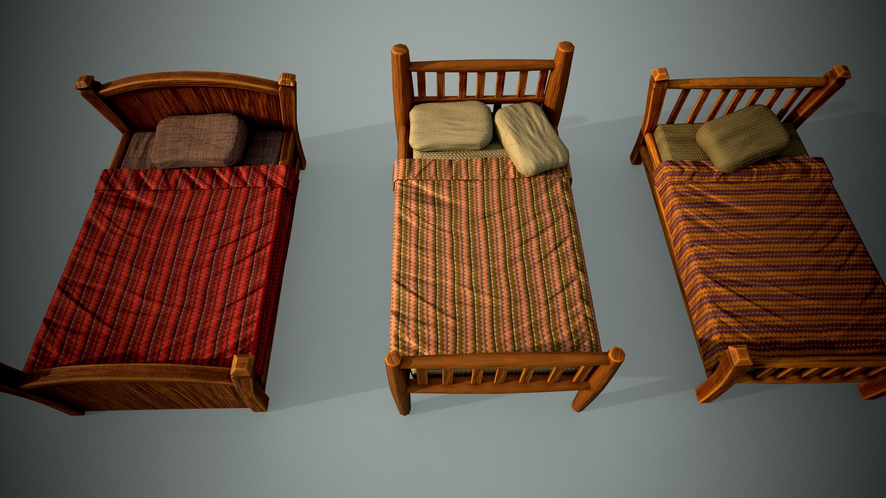 ArtStation - Set of stylized beds with pillow and blanket PBR game ...