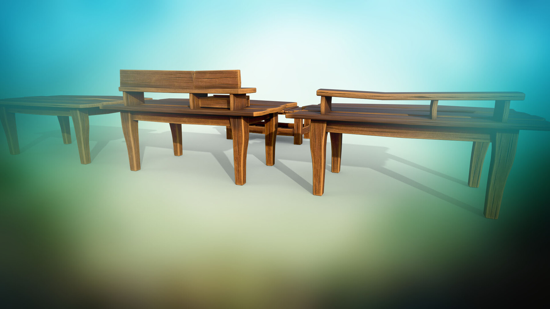 ArtStation - Set of stylized tables PBR low-poly game ready 3D model | Resources