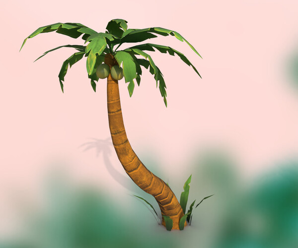 ArtStation - Stylized palm tree PBR game ready Low-poly 3D model ...