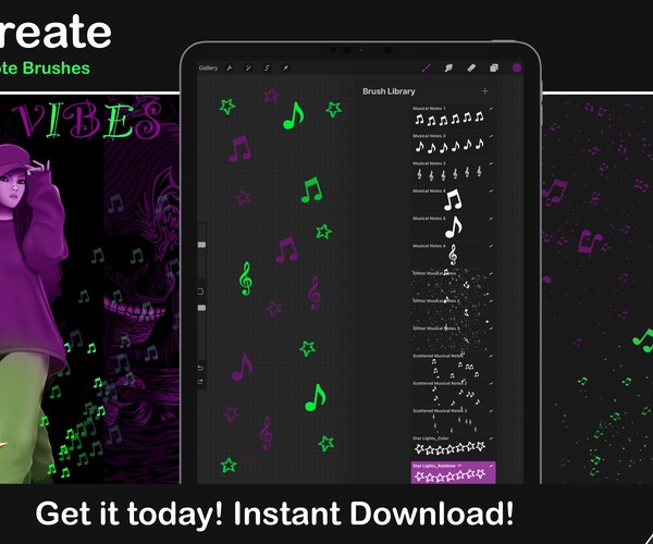 ArtStation - Music Procreate Brushes | Musical Dance Note Brush ...